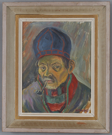 HAMPE SVANBERG. Pipe-smoking Sami, oil on Board, signed. Art ...