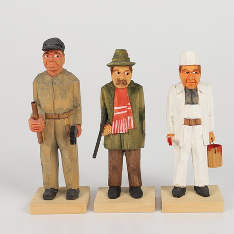 ERIK ERIKSSON. Sculptures, 3 pieces, carved wood, 1980s. Art ...