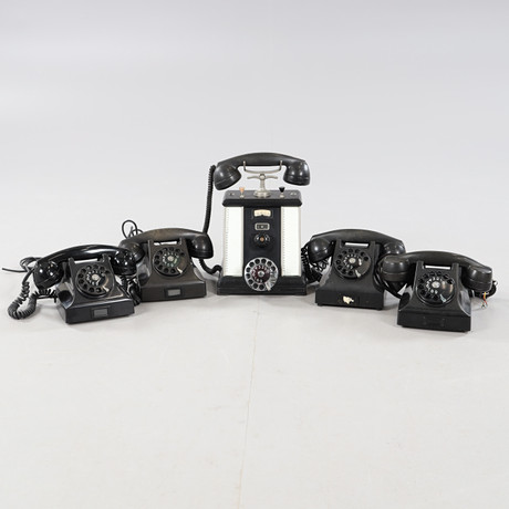 DESK PHONES AND LINE SELECTOR, 5 pieces, Televerket, 1950s/60s ...