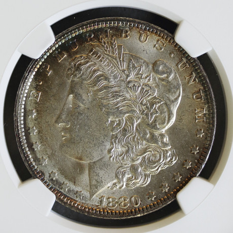 US Morgan Dollar 1880, silver, graderad av NGC till MS 63 (Mint Status ...