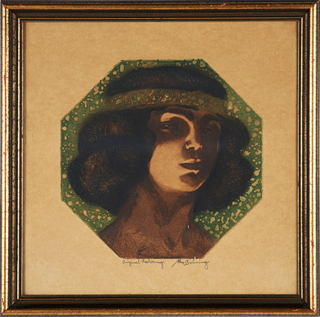 MAX BRÜNING (1887-1968). Portrait with girl with hair band, signed Max ...