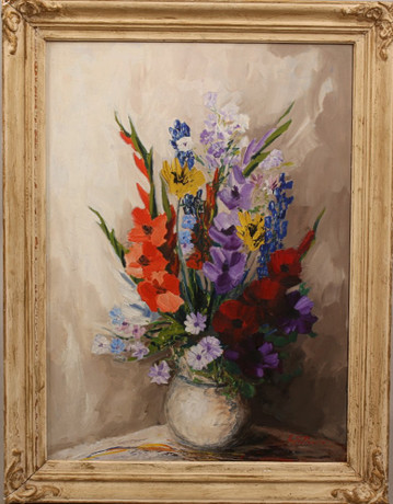 EUGENE PERSSON. Öljy Paneeli, kukka-asetelma, signeerattu, 1900-luku ...