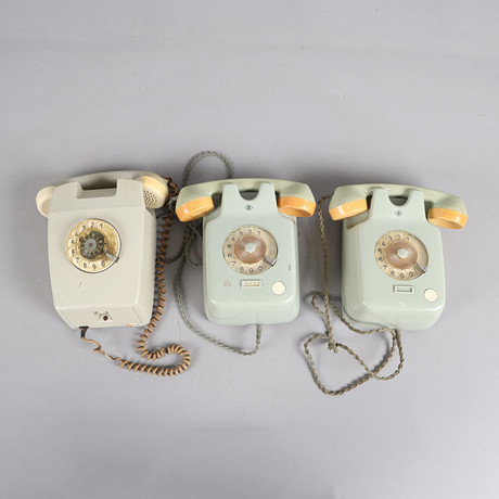 WALL TELEPHONES, 3 pieces, of which 2 TN and 1 Krone Berlin, 1950s ...