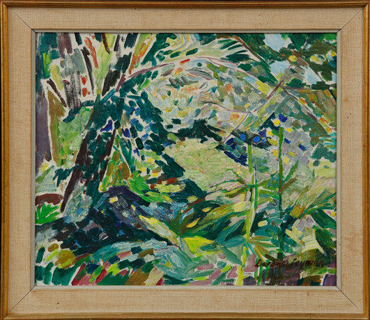 BARBRO LEYMAN. "Lövverk i sol". Olja på duk, signerad. Konst - Måleri ...