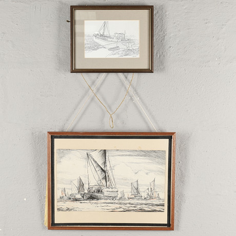 ROGER ARTHUR FINCH (BRITISH 1924-1989). THAMES BARGES AT SAIL, AND ...