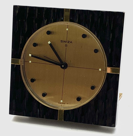 SWIZA ALARM CLOCK IN BLACK AND GOLD. Clocks & Watches - Mantel clocks ...