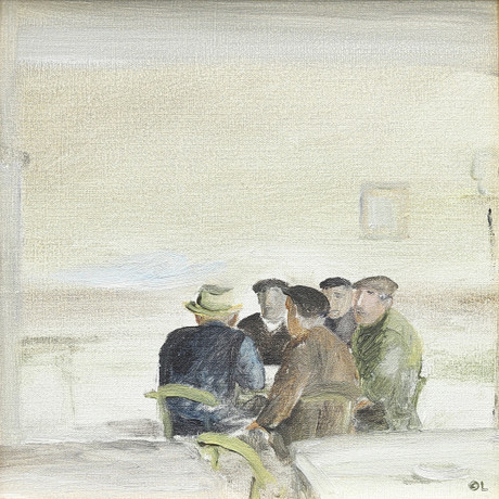 OLLE LINDGREN 1930-2018). "Gubbarna spelar kort", olja på duk, signerad ...