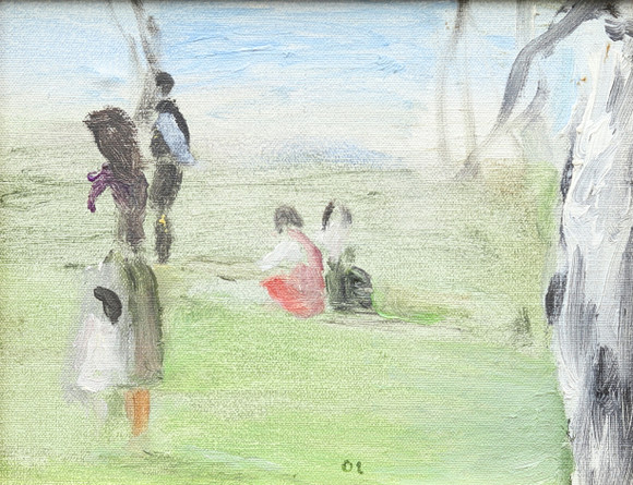 OLLE LINDGREN (1930-2018). Lek, olja på pannå, signerad. Konst - Måleri ...