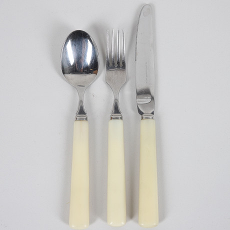 APPETIZER CUTLERY, 54 pieces, bakelite & stainless steel. Silver ...