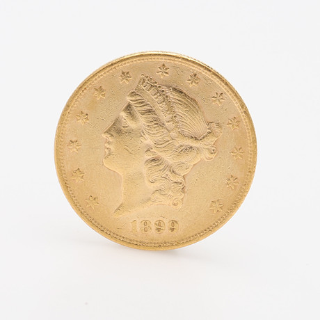 GULDMYNT, 20 dollar, USA, 1899, 33,5 g. Mynt, Medaljer & Frimärken ...