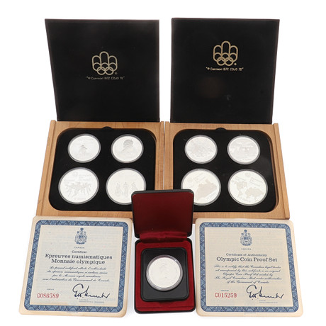 TWO CANADA 1972 OLYMPIC STERLING SILVER COIN PROOF SETS. Coins, Medals ...