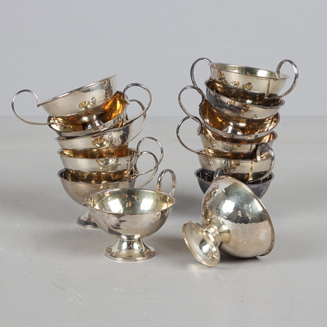 PUNCH MUGS, 13 pieces, silver, K&EC, Gothenburg 1970/72. Silver ...