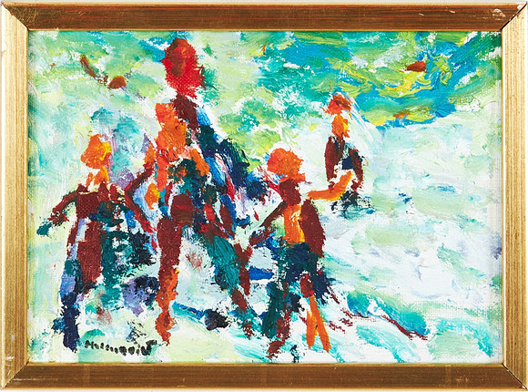 LOLO HOLMQUIST (1920-2004). figure composition, oil on canvas, signed ...