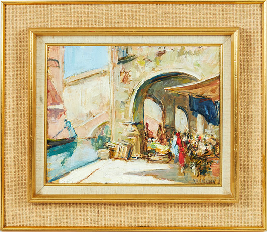 KNUT NORMAN. Motiv från Venedig, olja på pannå, signerad. Konst ...