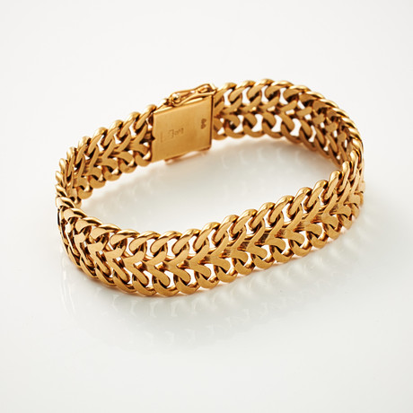 ARMBAND, 18 k guld, fiskbenslänk, August Mikkov AB, Stockholm 1964 ...