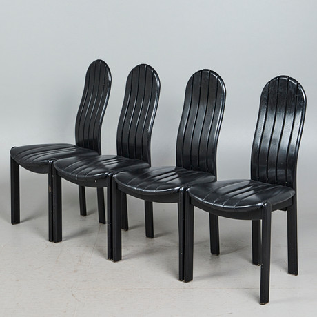 Vier Esszimmerstühle / Stühle, Esche, Leder, 1980er Jahre (4). Möbel ...