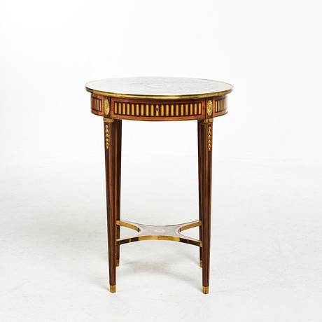 LARS OLSSON LÖFMARK. bord, gustaviansk stil, låda i sarg, fanerat med ...