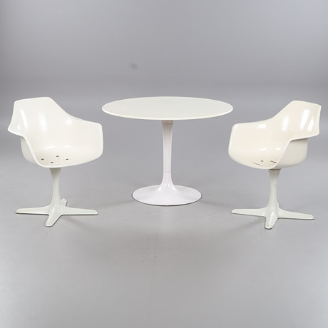 TABLE AND 2 SPINNING CHAIRS, "Graal", Scancenter and Arkana, 1960s/70s ...