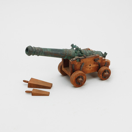 BORDSKANON, patinerad brons, replik efter kanon på regalskeppet Vasa ...