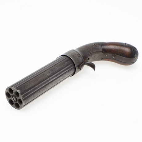 BLOCK LOCK REVOLVER, so-called Pepperbox, for six shots, Allen ...