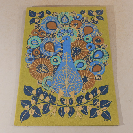 ULLA SCHEUER. Wall covering, peacock, signed ULLAS. Carpets & Textiles ...