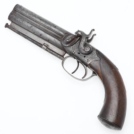 BLOCK PISTOL, double barrel, 19th century. Weapons & Militaria - Guns ...