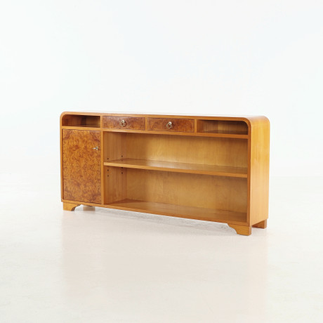 BOOKSHELF WITH CABINET AND DRAWERS, root veneer, 1940s/50s. Furniture ...