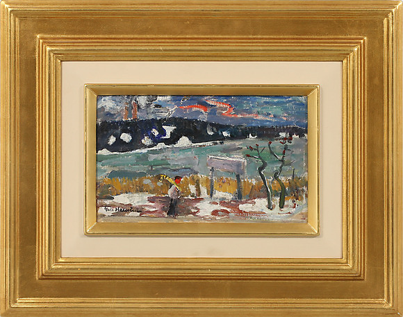 ERIC HALLSTRÖM. Landscape with figure, oil on Board, signed. Art ...