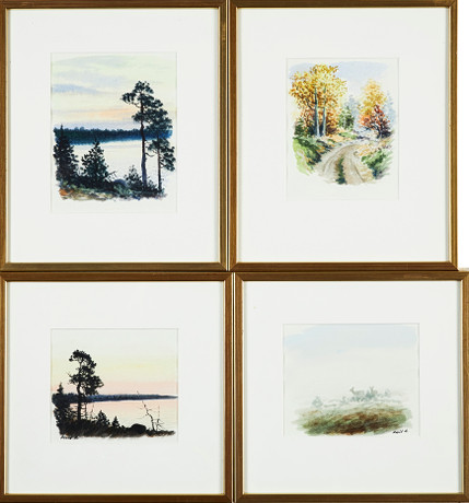 ARVID ANDERSSON (1934-2001). Landskap, 4 st, akvareller, två st signerade Arvid A. Konst ...