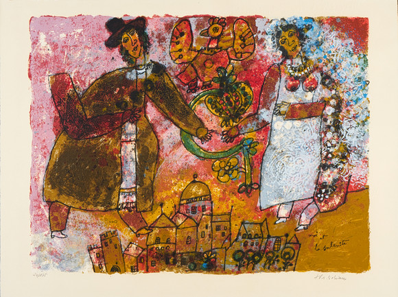 THEO TOBIASSE. "Moi et la Sulamite", color lithograph, signed and ...