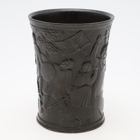 JUST ANDERSEN. vase, The Legend of Dannebrog, disco metal, Denmark ...