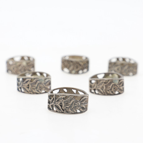 SERVETTRINGAR, 6 st, silver, GEWE, 1970-tal. Silver & Metall - Silver ...