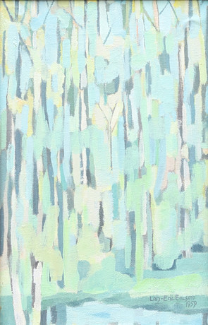 OIDENTIFIERAD KONSTNÄR. Skogsmotiv, olja på duk, signerad Lars-Eric ...