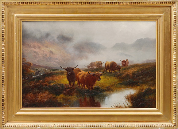 H.R. HALL. "Highland Cattle" oil on canvas, signed. Art - Paintings ...