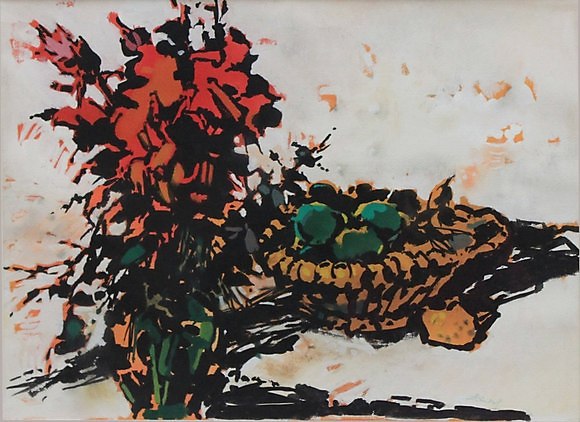 PAUL BINDEL. Still life with fruits and flowers. Art - Engravings ...