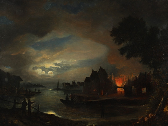 AERT VAN DER NEER (1603-1677). SUS DISCÍPULOS. ESCENA DE LA CIUDAD ...