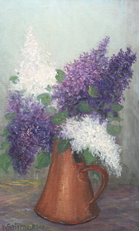 AK STIERNA A-SON. Stilleben med syrener. Olja på pannå, signerad. Konst ...