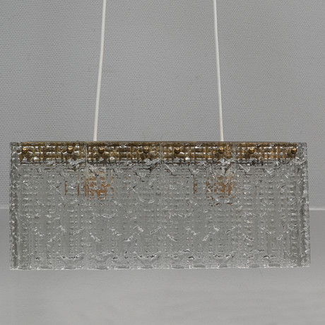 TAKLAMPA, mässing & glas, troligen Carl Fagerlund, 1900-tal. Belysning ...