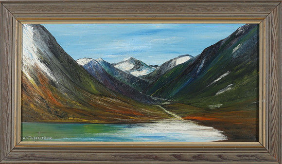 OIDENTIFIERAD KONSTNÄR. Oil on canvas, "Stryn Fjäll Norge", signed HJ ...