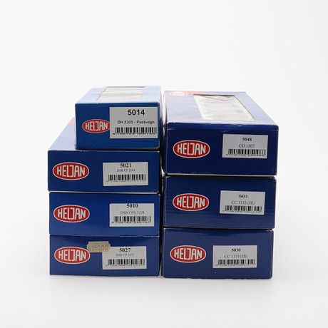 HELJAN, SIX DANISH PASSENGER CARS AND A MAIL CAR, TRACK H0. Toys - Toys ...