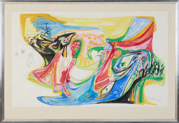 LIS ZWICK (1942-2020) Figurkomposition, blandteknik med akvarell och ...