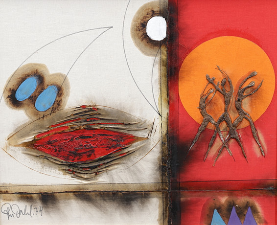 PER DAHL. Blandteknik på pannå, relief, signerad, daterad -74. Konst ...