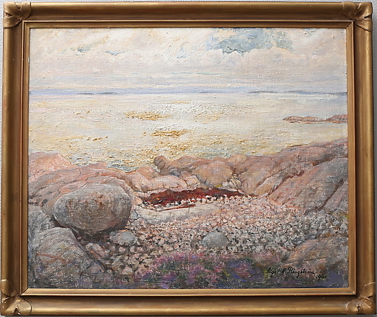 ALGOT V RINGSTRÖM. Coastal landscape. Oil on Board, signed and dated ...