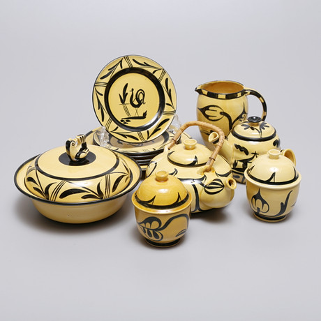 TEA SET PARTS, faience, 12 pcs, "Pagod" Allan Ebeling, Bo Fajans, Gefle ...