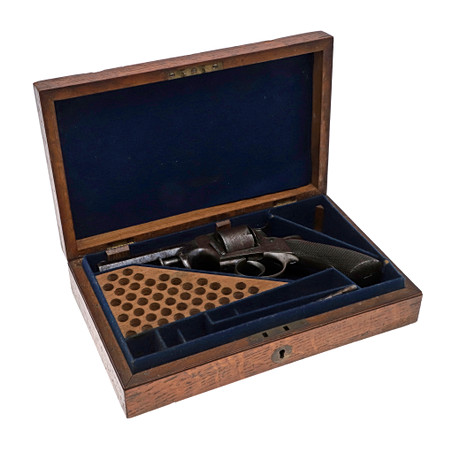 A CASED MID VICTORIAN 80 BORE TRANTER TYPE RIMFIRE REVOLVER. Weapons ...