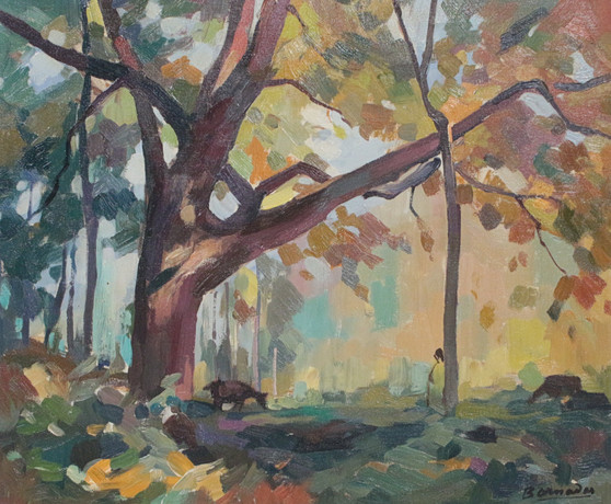 RAMON BARNADAS FABREGAS (bk). 'Paisaje Forestal', olja på duk, signerad ...