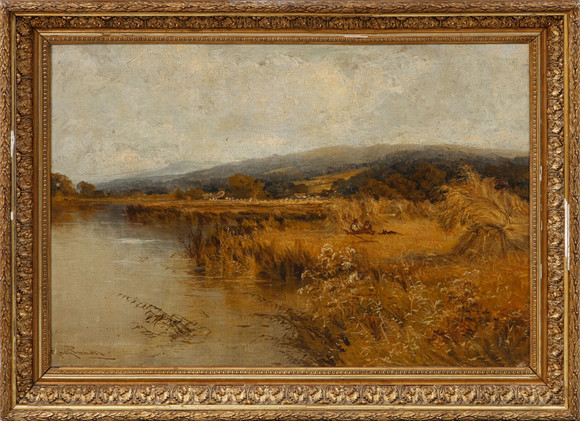 HARRY PENNELL. Landskap med figurer, olja på duk, signerad. Konst ...