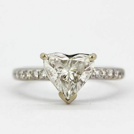 14K VITT GULD HJÄRTA SKÄR DIAMANT RING. Smycken & Ädelstenar - Ringar ...