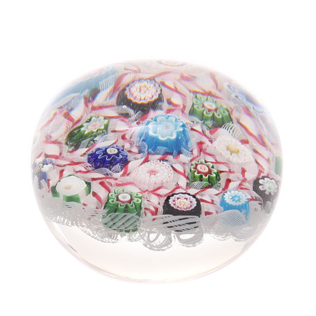 A CLICHY CHEQUER GLASS PAPERWEIGHT, FRENCH, CIRCA 1850. Glass - Other ...