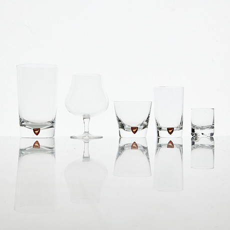 SERVIS, glass, 48 pieces, Orrefors, hand-carved "Orrefors" underneath ...